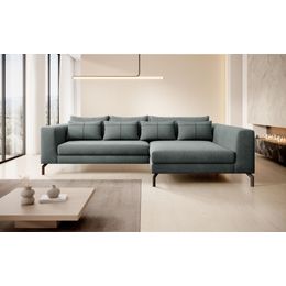 Ecksofa Home Affaire, B:284cm H:82cm T:172cm, grau, 100% Polyester, Wohnzimmer, Sofas, "Cross, mit softem Sitz, L-Form, wendbare Zierkissen, Breite