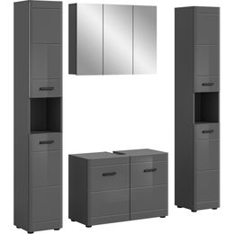Badm&ouml;bel-Set Welltime, B:170cm H:190cm T:34cm, grau, Holzwerkstoff, MDF, Kastenm&ouml;bel-Sets, "Doux, bestehend aus: 2x Hochschrank,
