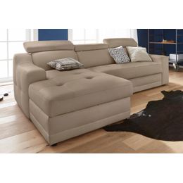 Ecksofa, B:242cm H:92cm T:98cm, braun, exxpo - SOFA FASHION, NaturLEDER (echtes Rindsleder) in Sitz und R&uuml;cken. Korpus in passendem Kunstleder