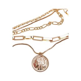 Urban Classics Damen Kette mit Anh&auml;nger "Urban Classics Unisex Coin Layering Necklace", onesizegold, Halsketten