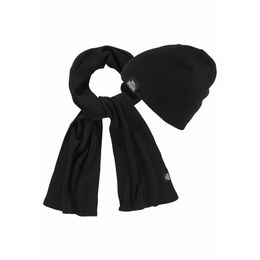 Lonsdale Damen Strickm&uuml;tze "und Schal als Set LEAFIELD", schwarz, unifarben, Strick, Kunstfaser, M&uuml;tzen, Set aus Schal undM&uuml;tze