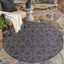 Outdoorteppich Carpet City, H:5mm &Oslash;:120cm, schwarz, Polypropylen, Teppiche, "PALM3073", Wetterfest & UV-best&auml;ndig, f&uuml;r Balkon, Terrasse, K&uuml;che, flach
