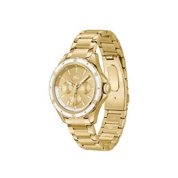 Lacoste Damen Multifunktionsuhr "SANTORINI"goldfarben, wei&szlig;, Armbanduhren, Quarzuhr, Armbanduhr, Damenuhr, Edelstahlarmband, analog