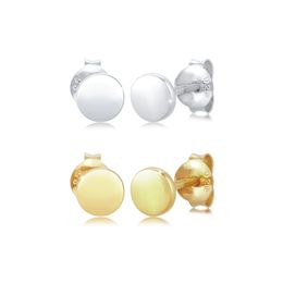 Elli Damen Ohrring-Set "Ohrringset Pl&auml;ttchen Kreis 2er Set 925 Sterling Silber vergoldet", onesize, ohne Stein, Silber 925 (Sterlingsilber), gold,