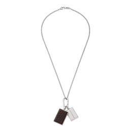 Emporio Armani Damen Kette mit Anh&auml;nger "Schmuck Geschenk Edelstahl Halsschmuck EAGLE LOGO Dog Tag", Edelstahl Leder, L: 50 B: 3mmedelstahlfarben,