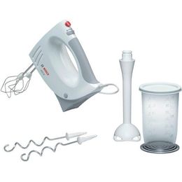 Bosch Handmixer "CleverMixx MFQ3540 Edelst. Rührbesen/Knethaken, Mixfuß, weiß/grau", B:20,1cm H:14,1cm T:7,7cm, grau, Mixer, Becher, 5 Stufen,