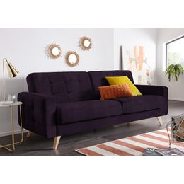 3-Sitzer, B:222cm H:87cm T:89cm, lila, exxpo - SOFA FASHION, Samtvelours (100% Polyester);Webvelours (100% Polyester), Sofas, "Nappa, kompakt,