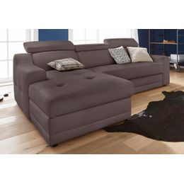 Ecksofa, B:242cm H:92cm T:98cm, braun, exxpo - SOFA FASHION, NaturLEDER (echtes Rindsleder) in Sitz und R&uuml;cken. Korpus in passendem Kunstleder