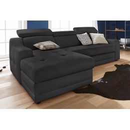 Ecksofa, B:242cm H:92cm T:98cm, schwarz, exxpo - SOFA FASHION, NaturLEDER (echtes Rindsleder) in Sitz und R&uuml;cken. Korpus in passendem Kunstleder