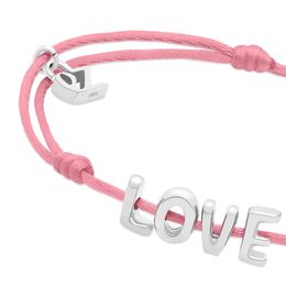 ECHTZEIT Damen Armband "Schmuck Geschenk Edelstahl-Nylon-Armband Love Letters", 21cm, Edelstahl Nylonedelstahlfarben, rosa, Edelstahl, Nylon,