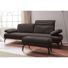 2-Sitzer Home Affaire, B:212cm H:83cm T:107cm, braun, Struktur weich (100% Polyester);Struktur grob (100% Polyester);100% NaturLEDER, Sofas,