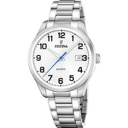 Festina Damen Quarzuhr "Classic Steel"silberfarben, wei&szlig;, Armbanduhren