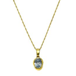 Celesta Damen Kette mit Anhänger "375/- Gelbgold Blautopas (beh)", 43cm, Gold, L: 43 B: 7,5mm, gelb, Gold, B:7,5mm, Halsketten