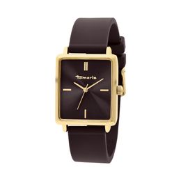 Tamaris Damen Quarzuhr, braun, Armbanduhren, Armbanduhr, Damenuhr, Silikonarmband, analog