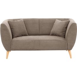 2-Sitzer Home Affaire, B:172cm H:83cm T:88cm, grau, 100% Polyester, Sofas, zwei verschiedene Fu&szlig;farben w&auml;hlbar