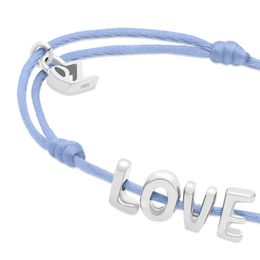 ECHTZEIT Damen Armband "Schmuck Geschenk Edelstahl-Nylon-Armband Love Letters", 21cm, Edelstahl Nylonedelstahlfarben, hellblau, Edelstahl, Nylon,