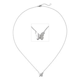 Jobo Damen Collier "Kette mit Anh&auml;nger Schmetterling", Diamanten Wei&szlig;gold 585, L: 45wei&szlig;gold 585, Diamanten, Wei&szlig;gold 585, Halsketten, 585 Wei&szlig;gold