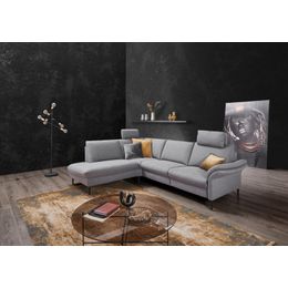 Ecksofa Home Affaire, B:265cm H:85cm T:223cm, grau, 100% Polyester, Wohnzimmer, Sofas, "Sarsina: mit Tonnentaschen-Federkern, perfekt zum Entspannen