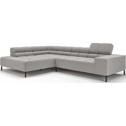 Ecksofa Home Affaire, B:321cm T:216cm, grau, 100% Polyester, Wohnzimmer, Sofas, "Ancona New, wahlweise motorische Sitztiefenverstellung, auch in