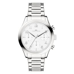 Fynch-Hatton Damen Chronographsilberfarben, Armbanduhren, Quarzuhr, Armbanduhr, Damenuhr, Edelstahlarmband, analog