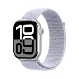 Apple Watch Series 10 Aluminiumgeh&auml;use (GPS + Cellular) 46mm Silber (Sport Loop blaue Wolke)