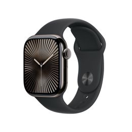 Apple Watch Series 10 Titan Schiefer (GPS + Cellular) 42mm (Sportarmband schwarz) S/M