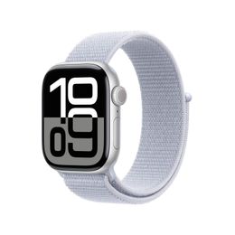 Apple Watch Series 10 Aluminiumgeh&auml;use (GPS + Cellular) 42mm Silber (Sport Loop blaue Wolke)