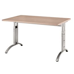 Hammerbacher VFS12/N/S h&ouml;henverstellbarer Schreibtisch 65 - 85 cm nussbaum / silber