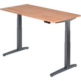 Hammerbacher VXBHM16/N/GG elektrisch h&ouml;henverstellbarer Schreibtisch 65,0 - 130,0 cm - elektrisch nussbaum / grafit