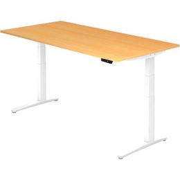 Hammerbacher VXBHM2E/6/WW h&ouml;henverstellbarer Schreibtisch 65,0 - 130,0 cm - elektrisch Buche / silber