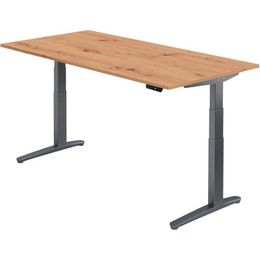 Hammerbacher XBHM2E h&ouml;henverstellbarer Schreibtisch 65,0 - 130,0 cm - elektrisch asteiche / grafit