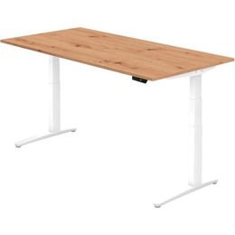 Hammerbacher VXBHM2E/R/WW elektrisch h&ouml;henverstellbarer Schreibtisch 65,0 - 130,0 cm - elektrisch asteiche / silber