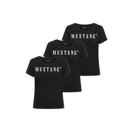 Mustang Damen T-Shirt "T-Shirt Style Alma 3P 3er Pack", schwarz, Gr. M, Obermaterial: 100% Baumwolle CO., Shirts