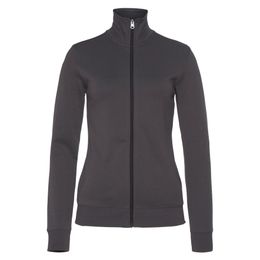 Damen Sweatjacke, BENCH. LOUNGEWEAR, Gr. 36, grau, Interlock, Obermaterial: 60% Baumwolle, 40% Polyester, bestickt, unifarben, Basic, Sweatjacken,