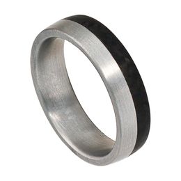 Jobo Damen Partnerring "Herrenring", 66, Carbon Edelstahledelstahlfarben, Carbon, Edelstahl, Fingerringe, Edelstahl mit Carbon