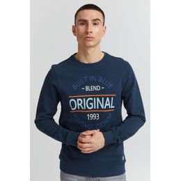 Blend Herren Rundhalspullover "BHSweatshirt", blau, Gr. XXL, bedruckt, Sweatware, 100% Baumwolle, Pullover, Klassisches Sweatshirt mit