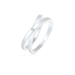 Elli DIAMONDS Damen Diamantring "Wickelring Cross Diamant (0.015 ct.) 925 Silber", 56mm, P1 = bei 10-facher Vergr&ouml;&szlig;erung erkennbare Einschl&uuml;sse mit