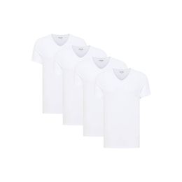 Mustang Herren T-Shirt "T-Shirt Style Amado 4-Pack 4er Pack", wei&szlig;, Gr. XL, Obermaterial: 95% Baumwolle CO(Bio). 5% Elasthan EL., Shirts