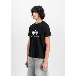 Herren Rundhalsshirt "Basic T 2 Pack", schwarz, Gr. M, Alpha Industries, bedruckt, Single Jersey, Obermaterial: 100% Baumwolle, Shirts