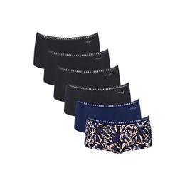 Sloggi Damen Panty "Panty GO Crush Short C6P 6er Pack", Gr. XL, bunt, Obermaterial: 95% Baumwolle CO. 5% Elasthan EL., Unterhosen