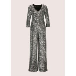Madeleine Mode MADELEINE Damen Overall "Jumpsuit Eleganter Pailletten-Einteiler", grau, Modern, Gr. 40, Obermaterial: 100% Polyester PES., Overalls, Funkelnde