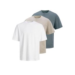Jack & Jones JACK & JONES T-Shirt 'JJHugo' Herren Größe XXXL beige / basaltgrau / weiß