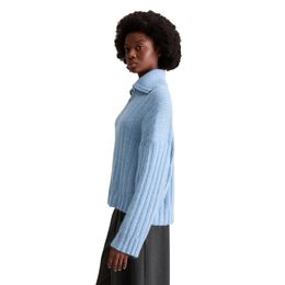Marc O'Polo Damen Strickpullover "aus edlem Wolle-Alpakawolle-Mix"medium blau, Gr. XXL, MARC O'POLO DENIM, unifarben, Obermaterial: 43% Wolle, 34% Polyamid, 23%