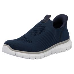 Rieker Herren Slipper, Gr. 43, blau, Lederimitat, Textil, Schuhe, Schlupfschuh, Freizeitslipper, Halbschuh mit gepolsterter Ferse