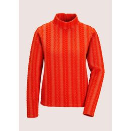 Madeleine Mode MADELEINE Damen Langarmshirt "Sweatshirt Sweatshirt mit Zopfstruktur", rot, Gr. 48, Obermaterial: 83% Polyester PES. 14% Viskose CV. 3% Elasthan EL.,
