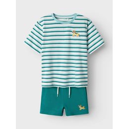 name it M&auml;dchen T-Shirt "NMMJELLAN/JANKO NREG SET PB"aquaticpattern:w deep jungle, Gr. 122, gemustert, Jersey, Obermaterial: 100% Baumwolle, Shirts