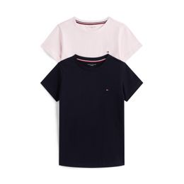 M&auml;dchen T-Shirt "2P CN TEE mit Stickerei und Rundhals im 2er-Pack", Tommy Hilfiger Underwear, Gr. 140, rosa, Jersey, Obermaterial: 100% Baumwolle,