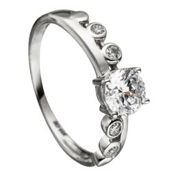 Jobo Damen Fingerring "Ring Wei&szlig;goldring", 50, Wei&szlig;gold 333, silber, Wei&szlig;gold 333, Fingerringe, 333 Wei&szlig;gold mit 6 Zirkonia