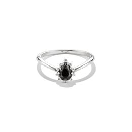 Thomas Sabo Damen Fingerring "True Romance Ring mit Schwarzen Tropfen", 52, Silber 925 (recycelt), 1,6mm, schwarz, Silber 925 (recycelt),