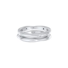Elli Damen Solit&auml;rring "Zirkonia Stapelring Bandring Basic 2er Set 925 Ring", 56mm,mit Steinen, Silber 925 (Sterlingsilber), 3mm, silber, Silber 925
